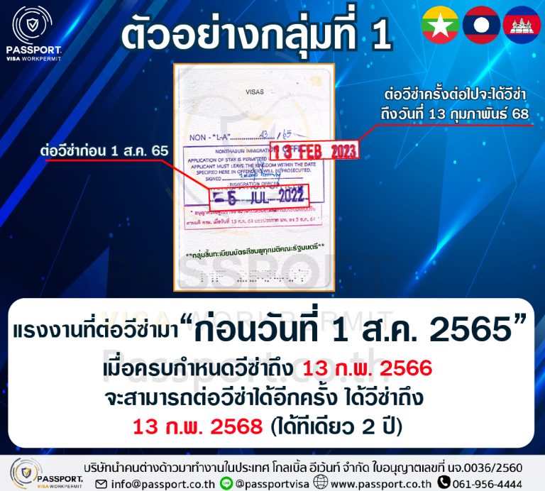 ต่อวีซ่าแรงงานต่างด้าว 13 กุมภาพันธ์ 2566 ถึง13 ก.พ. 2568